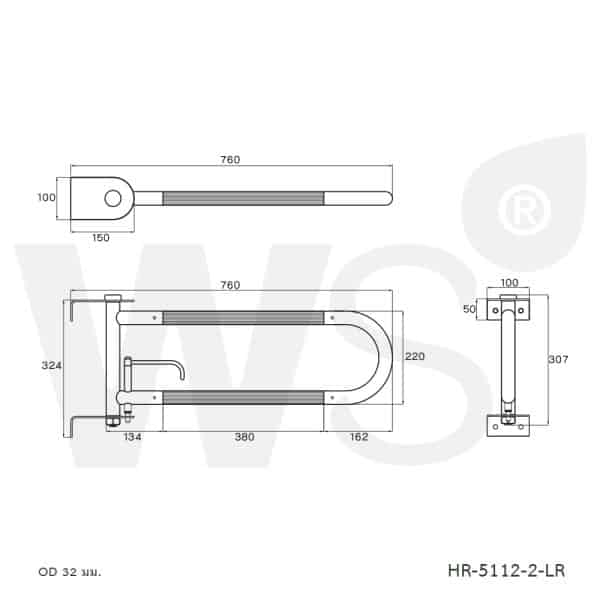 Stainless Steel Swing (Left-Right) Hand Rail with Teak Grip, Length 70 ...