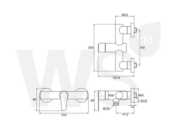 Stainless Steel Shower Mixer Faucet - Blende Series WS-0970 - wsbathroom