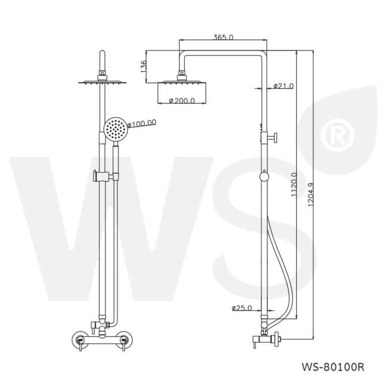 ฝักบัวเรนชาวเวอร์แบบผสม WS-80100R - WS Bathroom
