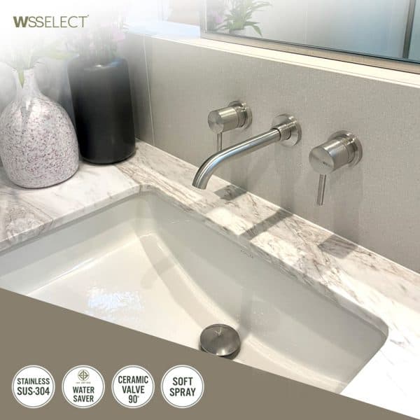 ก๊อกอ่างล้างหน้าน้ำผสมสแตนเลส แบบฝังผนัง WSS-2054 - WS Bathroom